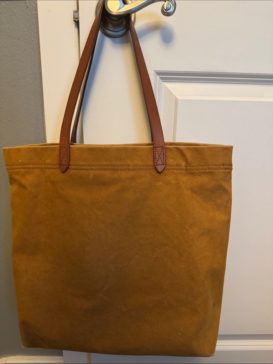 Madewell | Bags | Madewell Mustard Canvas Tote With Brown Leather ...
